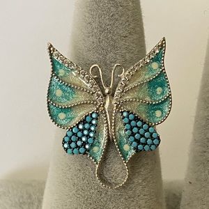 Jewelry | 925 Silver Butterfly Ring Blue Turquoise Stones | Poshmark